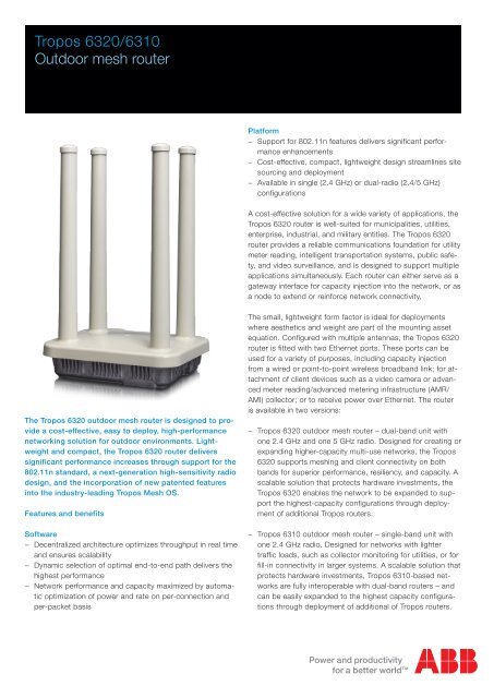 Tropos 6320/6310 Outdoor mesh router - Tropos Networks