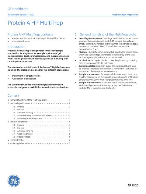 Protein A HP MultiTrap - GE Healthcare Life Sciences