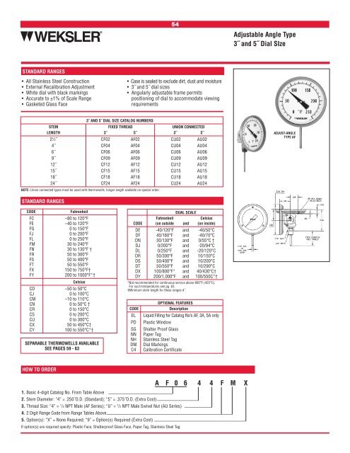 Weksler Bimetal Thermometers - Kodiak Controls