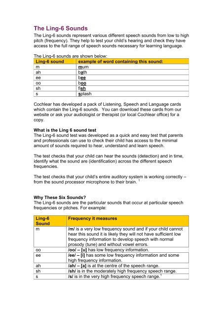The Ling 6 Sounds - Cochlear