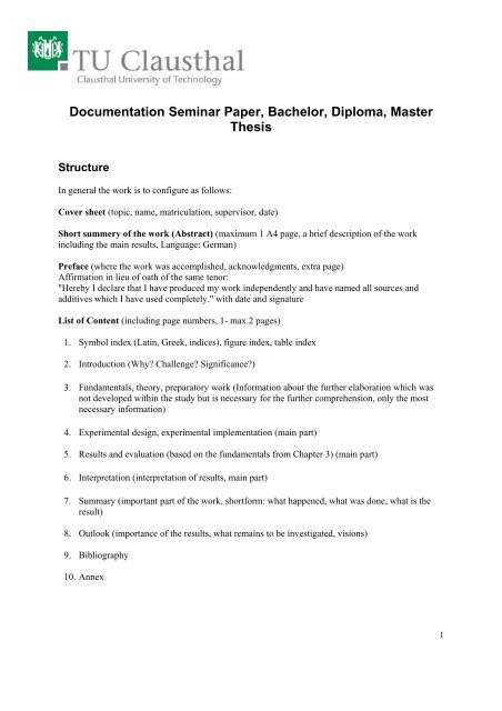 Documentation Seminar Paper, Bachelor, Diploma, Master Thesis