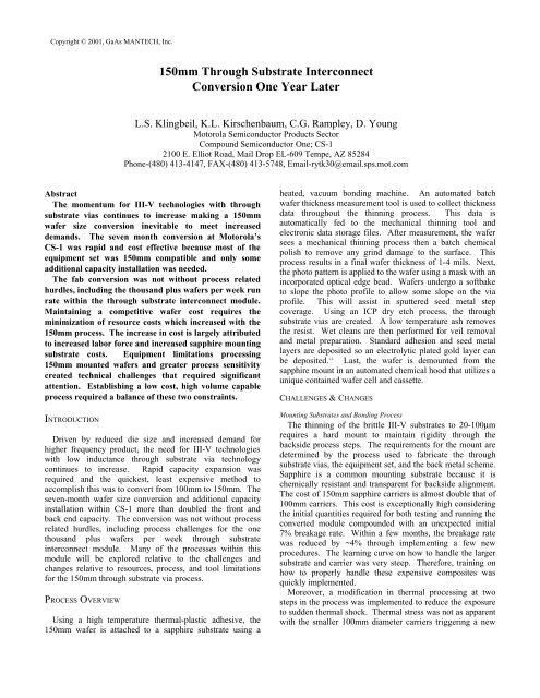 150mm Through Substrate Interconnect Conversion ... - CS Mantech