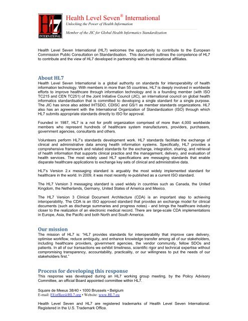 Health Level Seven International - HL7