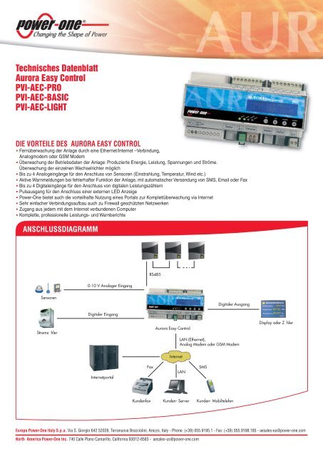 Technisches Datenblatt Aurora Easy Control PVI-AEC-PRO PVI ...