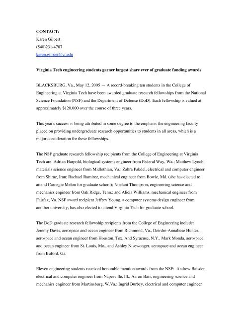 Karen Gilbert - College of Engineering - Virginia Tech