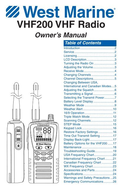 VHF200 VHF Radio Owner's Manual - West Marine