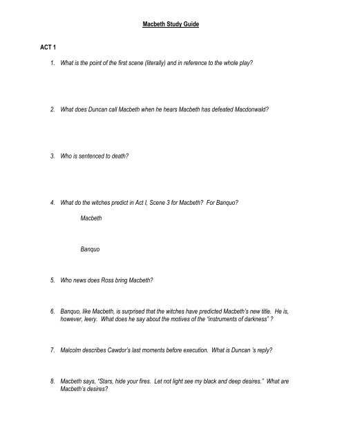Macbeth Study Guide