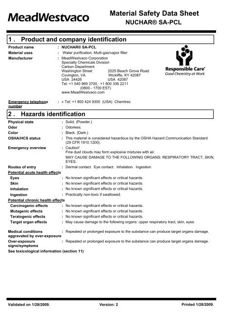 nuchar® sa-pcl - MeadWestvaco