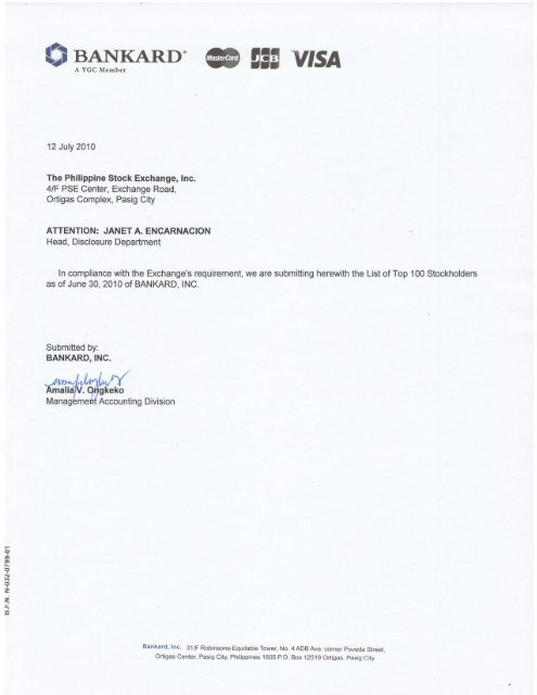 Top 100 06.30.10.pdf - RCBC Bankard