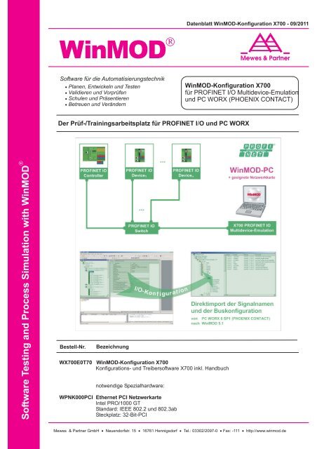 WinMOD-Konfiguration X700 - Spezifikation