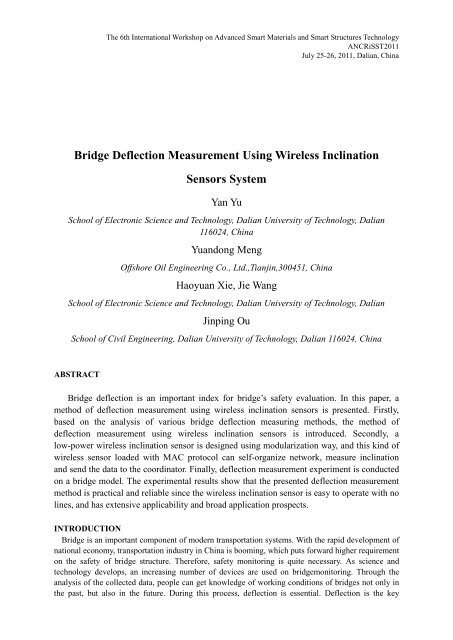 Bridge Deflection Measurement Using Wireless ... - SMC@HIT