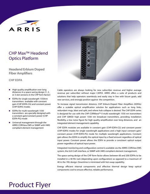 CHP EDFA Headend Erbium Doped Fiber Amplifier Product ... - Arris