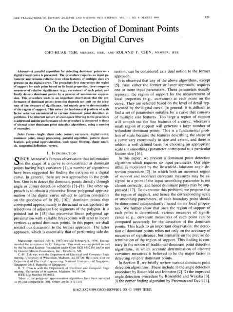 On the Detection of Dominant Points on Digital Curves - PRIMA