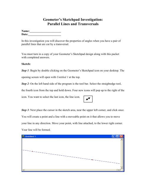 Geometer's Sketchpad Investigation: Parallel Lines and Transversals