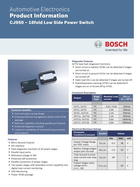 Automotive Electronics Product Information - Robert Bosch GmbH