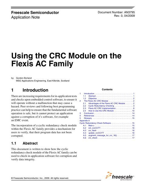 Using the CRC module on the Flexis AC Family - Freescale