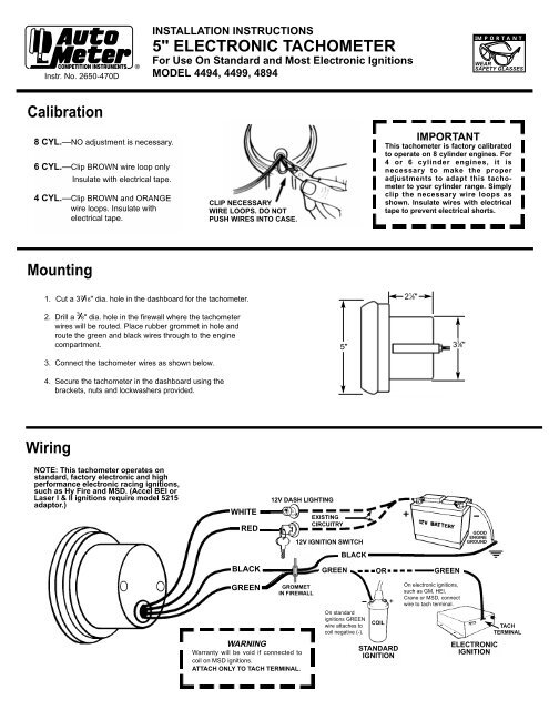 5" ELECTRONIC TACHOMETER Calibration ... - eGauges.com