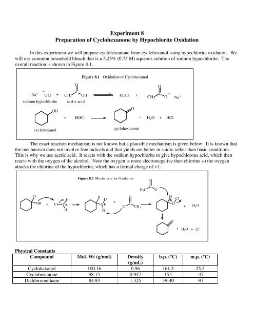 Cyclohexanol To Cyclohexanone Equation