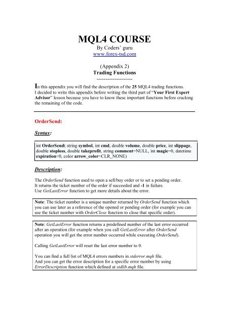 Mql4 Course Free Metatrader 4 Files Expert Advisors Indicators