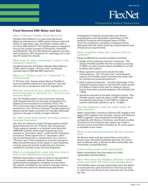 FlexNet Water & Gas FAQ (AMI-701) - Sensus