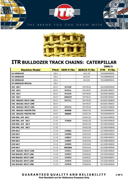 ITR BULLDOZER TRACK CHAINS: CATERPILLAR - VR Trading