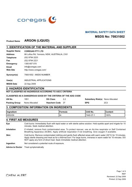MSDS No: 70831002 ARGON (LIQUID) - BJH