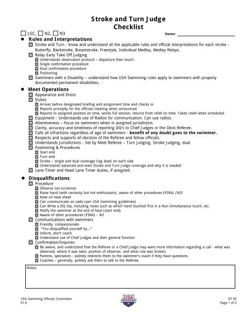Stroke and Turn Judge Checklist.pdf - Wisconsin Swimming