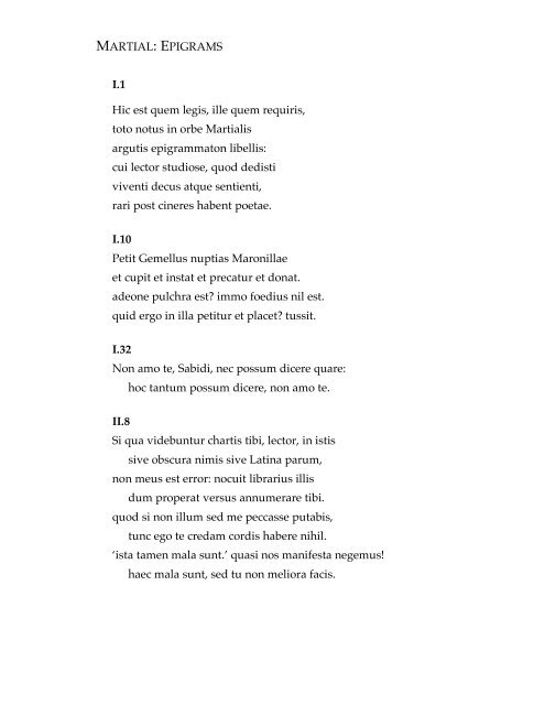 MARTIAL: EPIGRAMS I.1 Hic est quem legis, ille ... - The Latin Library