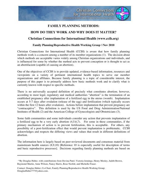 Family Planning Methods: How do they work and why does it matter?