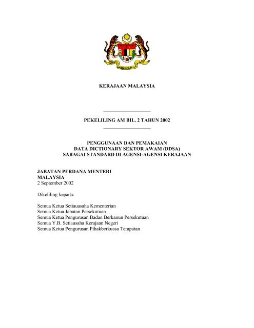 Penggunaan Pemakaian Data Dictionary Sektor Awam (DDSA)