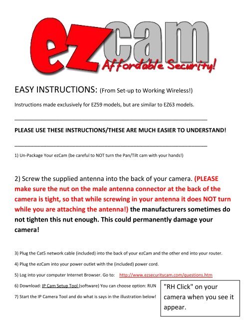 EASY INSTRUCTIONS - ez Security Cam