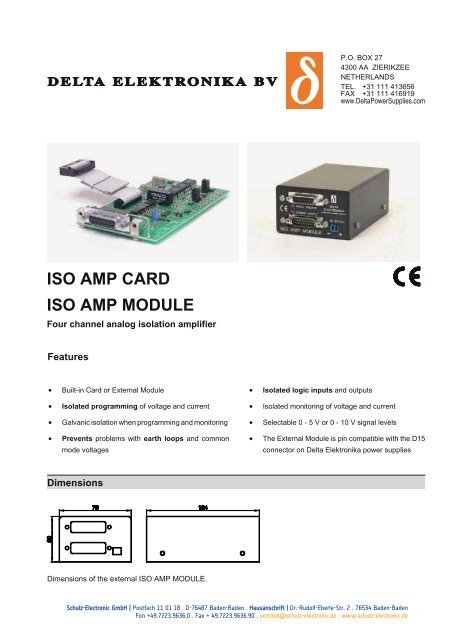 ISO AMP CARD ISO AMP MODULE - Schulz Electronic GmbH