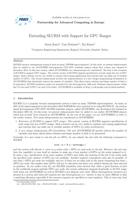 Extending Slurm With Support For Gpu Ranges Prace