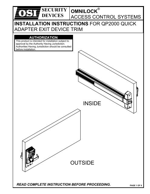 INSIDE OUTSIDE - OSI Security Devices