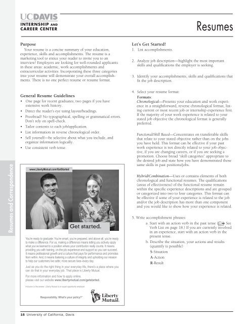 Resumes - UC Davis / Internship and Career Center - the University ...
