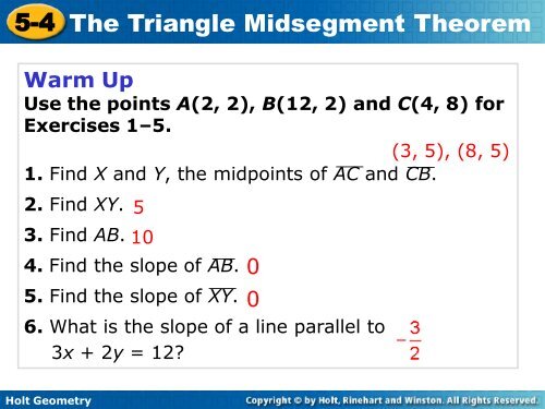 5-4 The Triangle Midsegment Theorem - Keller ISD Schools