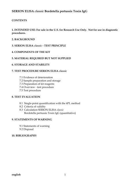 SERION ELISA classic Bordetella pertussis Toxin IgG