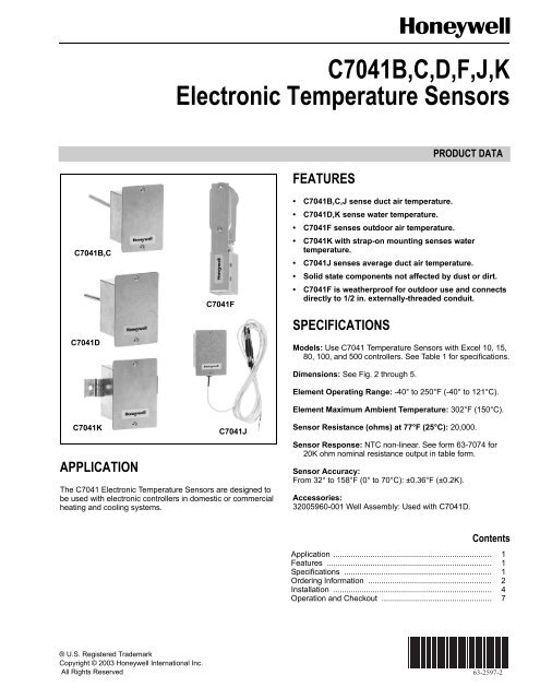 63-2597-2 - C7041B,C,D,F,J,K Electronic Temperature Sensors