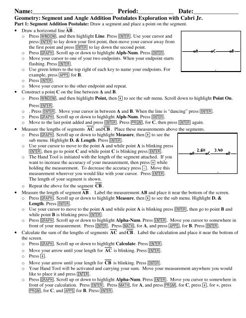 Segment and Angle Addition Postulates Exploration - MILC