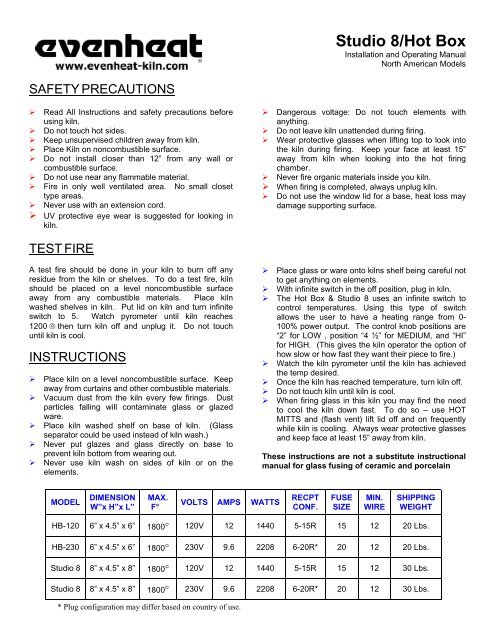 Studio 8 Product Manual - Evenheat Kilns