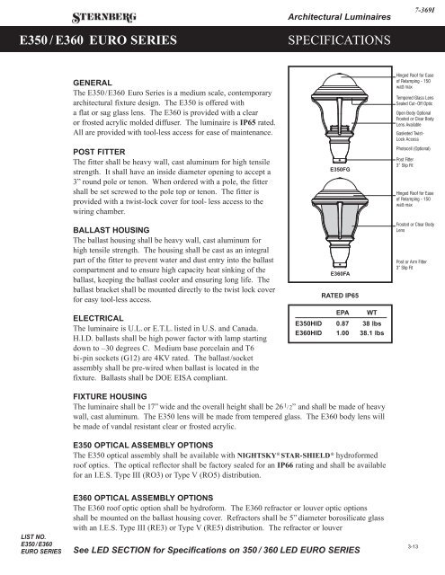 E350FG Spec Sheet - Sternberg Lighting