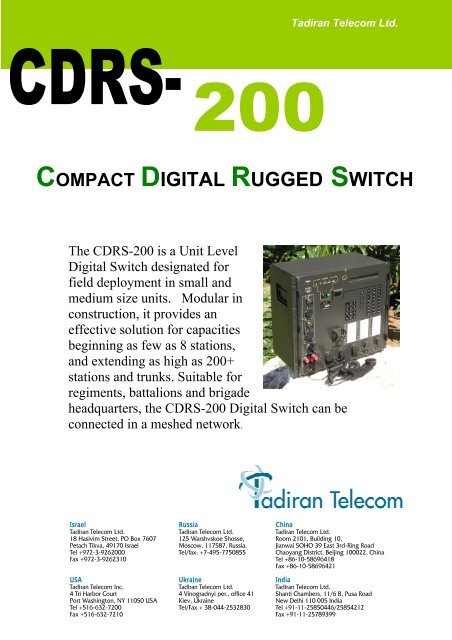 Compact Digital Rugged Switch - Tadiran Telecom