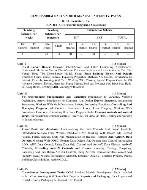 GUI Programming using Visual Basic - Hemchandracharya North ...