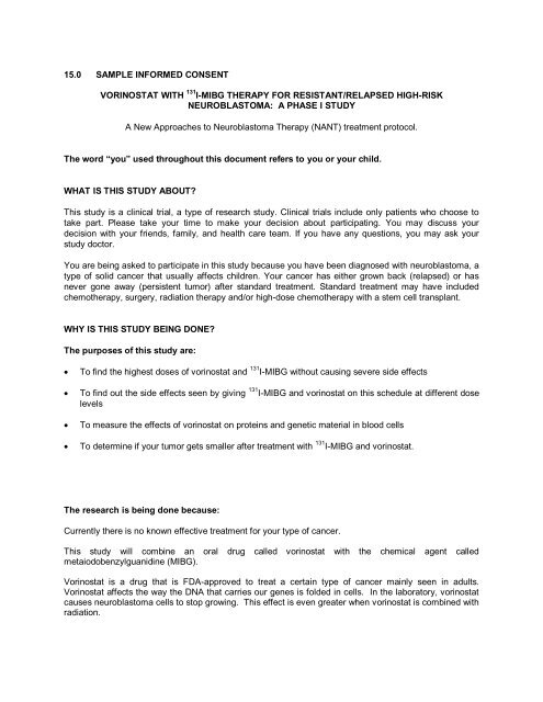 15 0 Sample Informed Consent Vorinostat With 131i mibg Therapy For 15-0-sample-informed-consent-vorinostat-with-131i-mibg-therapy-for