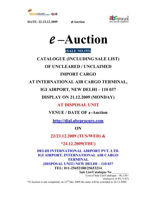 e-Auction Guidelines Document - DIAL