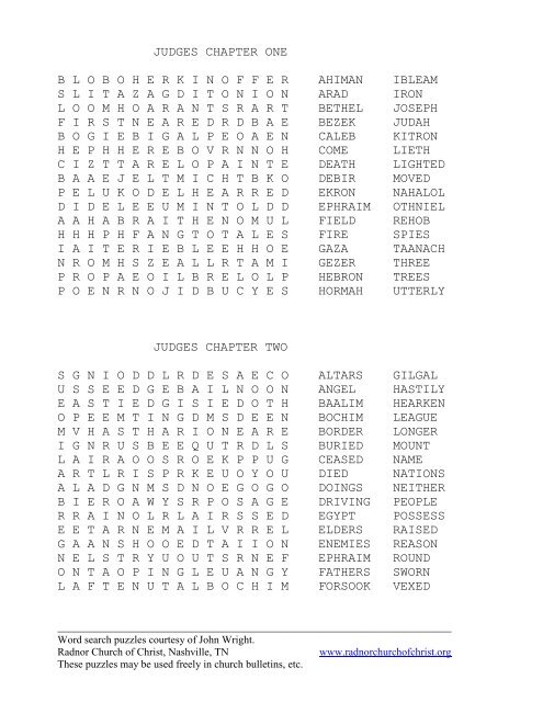 Judges Word Search Puzzles - Woodbine Church of Christ