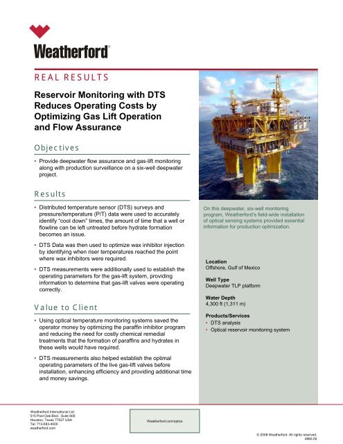 Reservoir Monitoring with DTS Reduces Operating Costs...