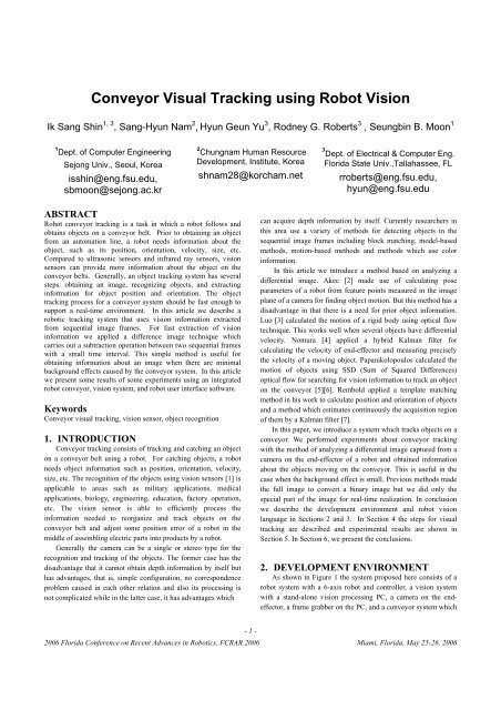 Conveyor Visual Tracking using Robot Vision - CiteSeerX