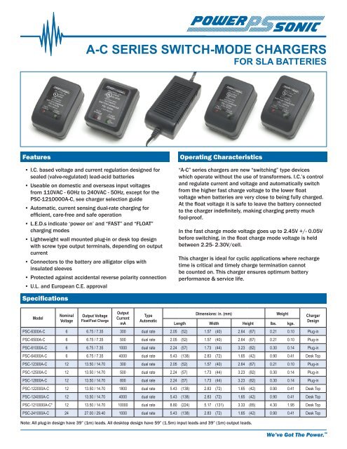A-C SERIES SWITCH-MODE CHARGERS - Battery Master