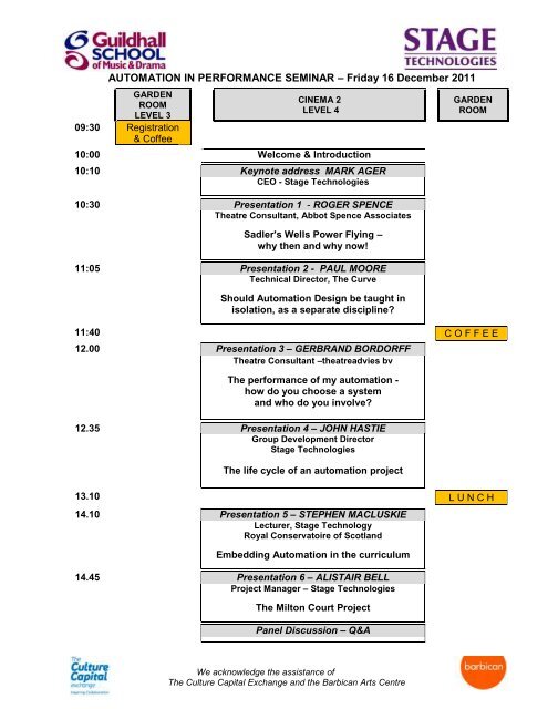 Automation In Performance Seminar Stage Technologies